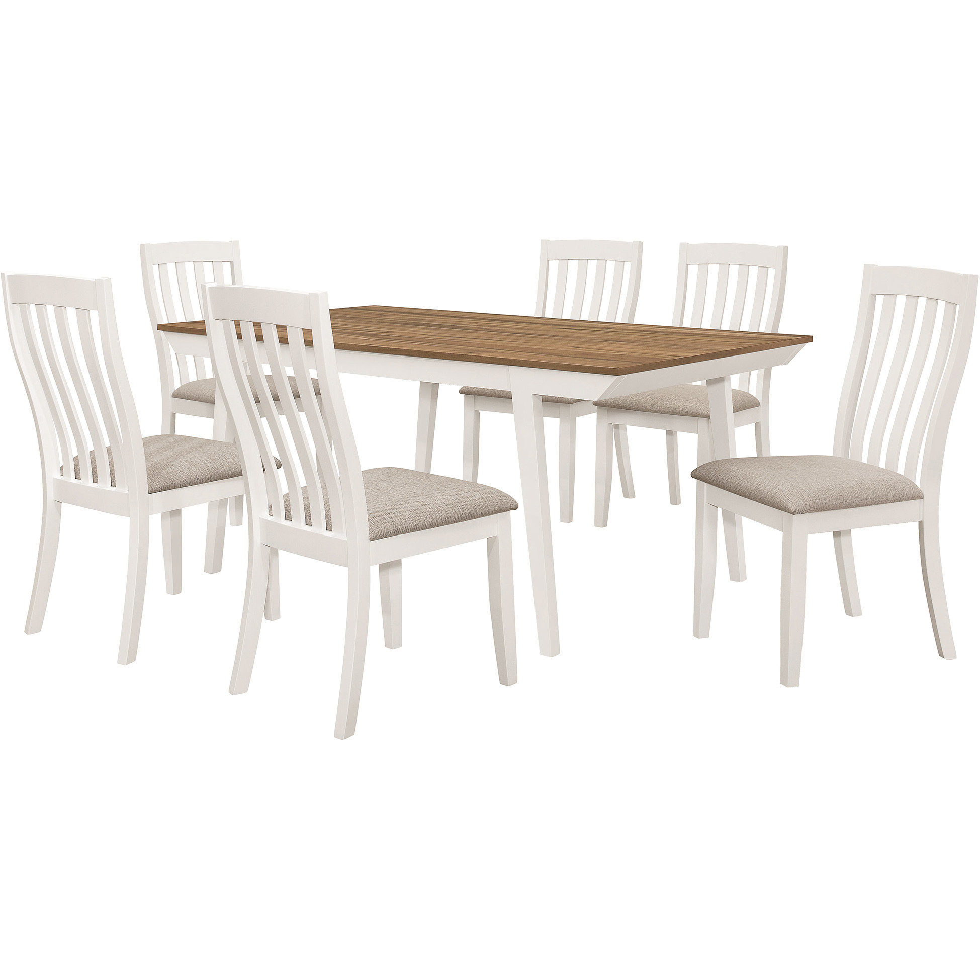 Kivaritio Seven Dining With Rectangular Table, White Base, And Six ...