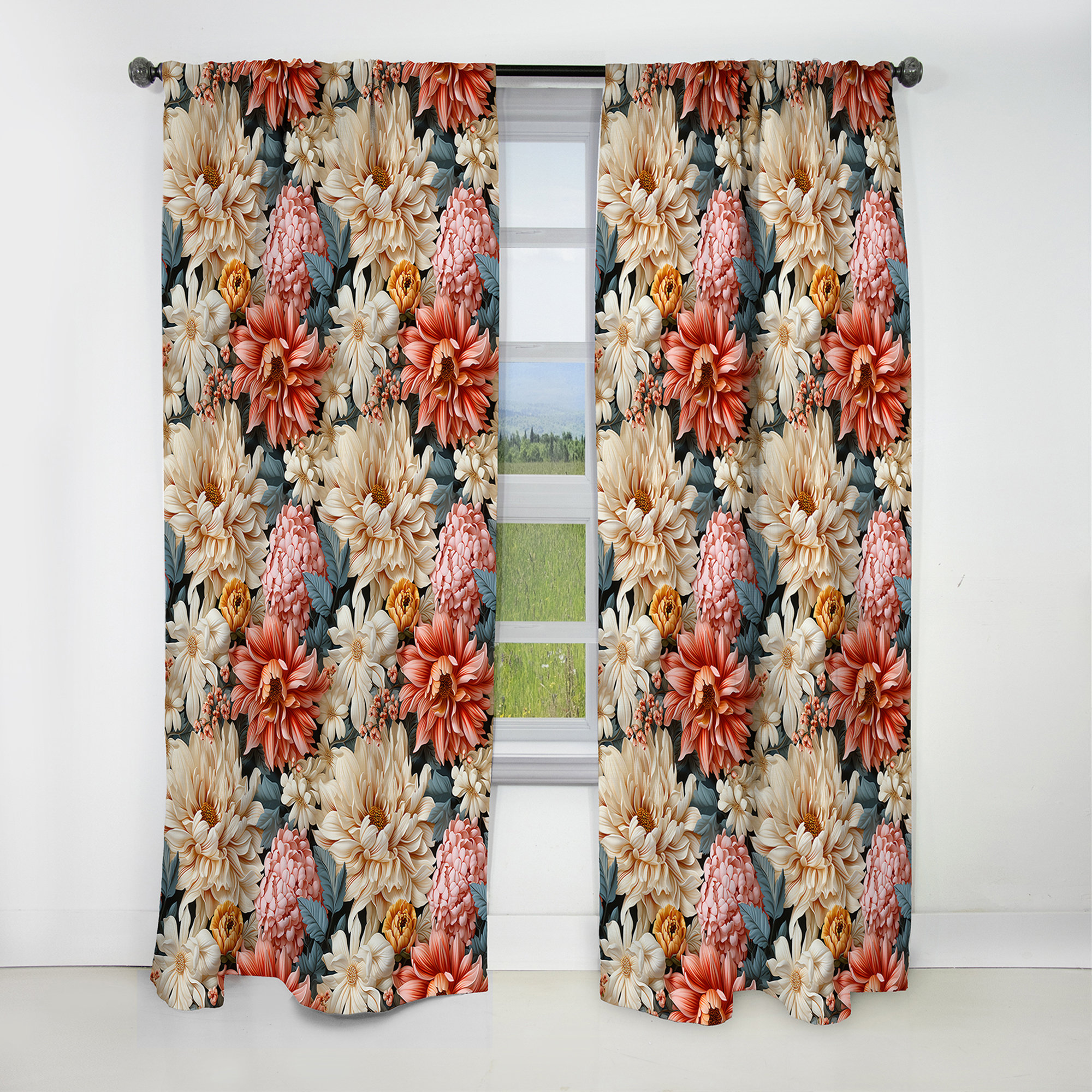 Design Art Renaissance Garden Botanical Pattern I - Floral Curtain ...