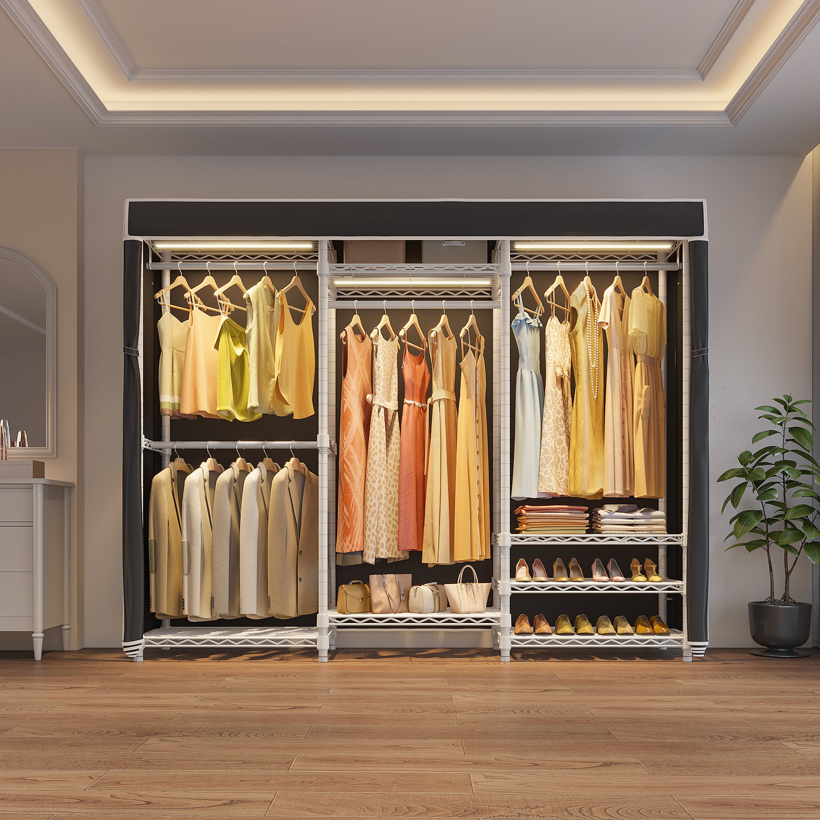 VIPEK V5L Covered Clothes Rack with Dimmable LED Lights, Closet Rack ...