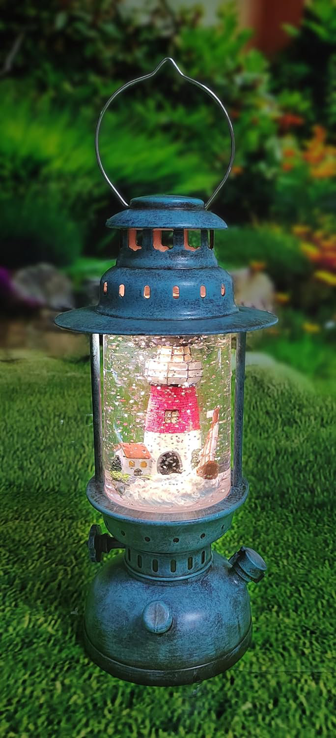 Moments in Time 10”H Acrylic LED Lantern w/ Lighthouse Scene - Water ...