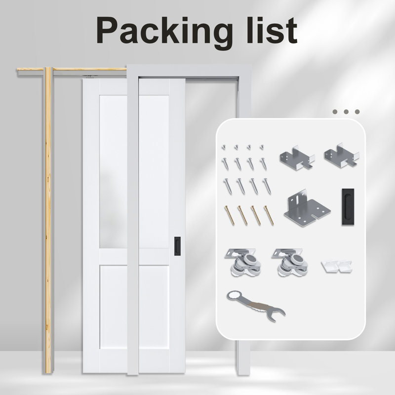 Home Worthy Double Sliding Closet Door Glass Frosted Glass Pocket Door ...