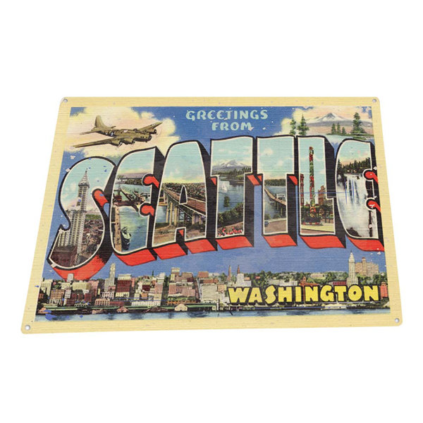Trinx Greetings from Seattle Vintage Postcard Metal Sign - Wayfair Canada