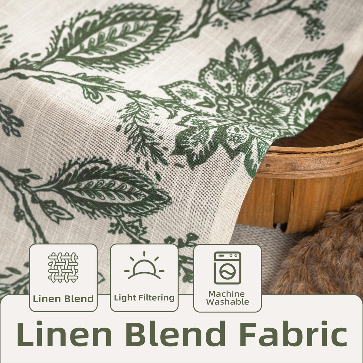 Winston Porter Kitchen Curtain Floral Tier Linen Short Pinstripe Cafe ...