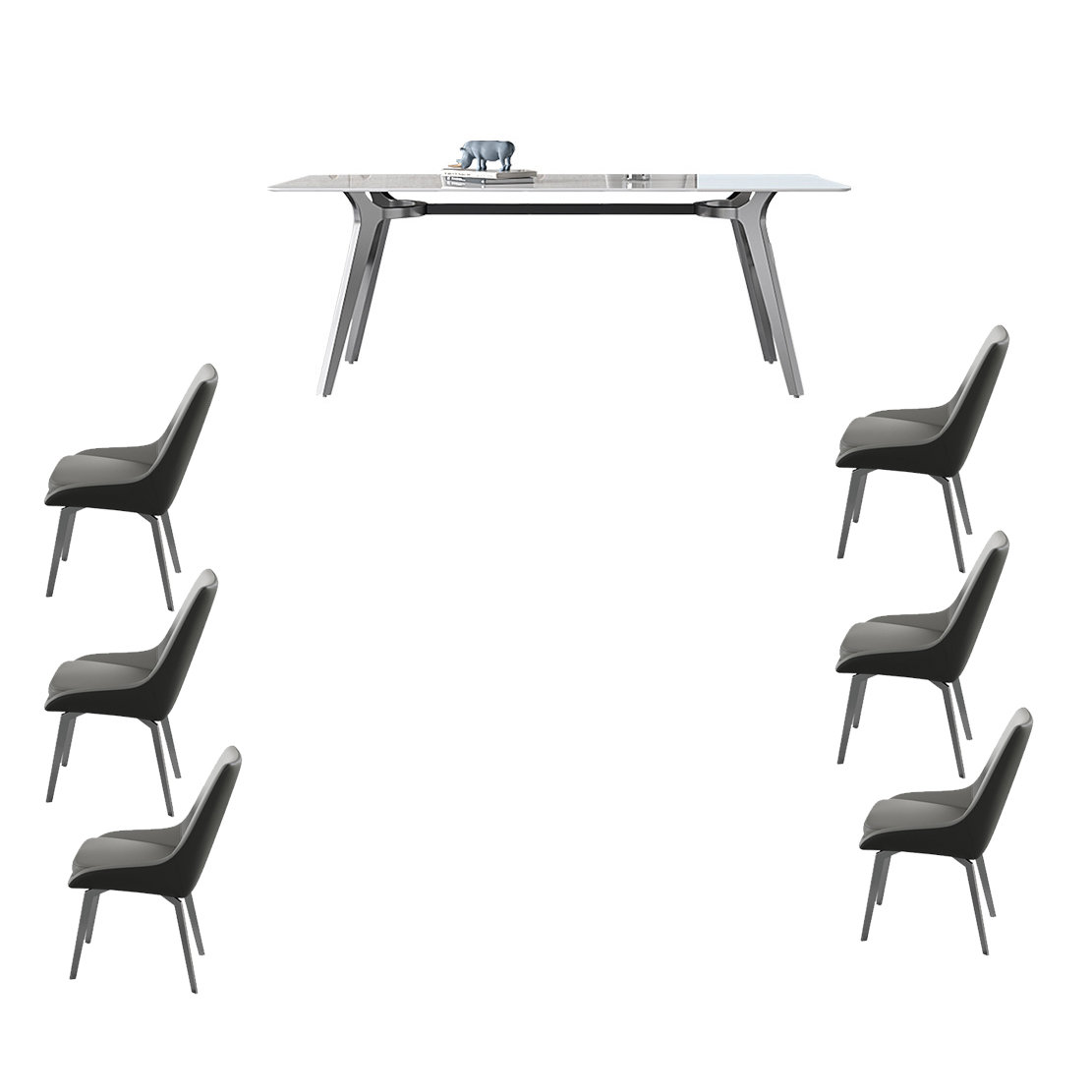 HomeLuxea High End Rock Slab Table And Chair Combination Rectangular ...