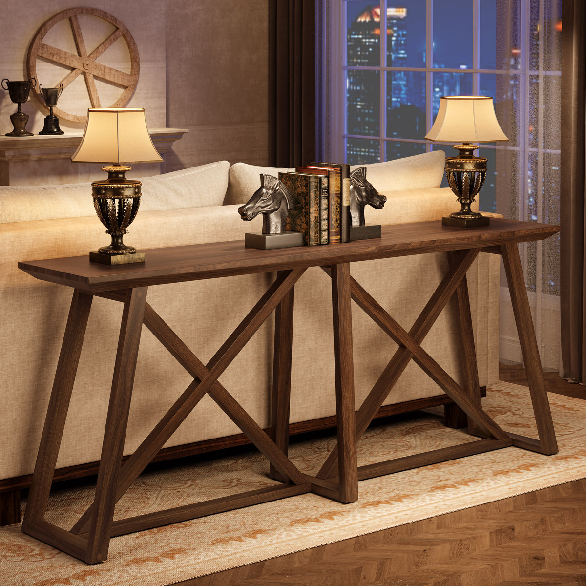 Gracie Oaks 70.9-Inch Console Table, Extra Long Entryway Entry Table ...