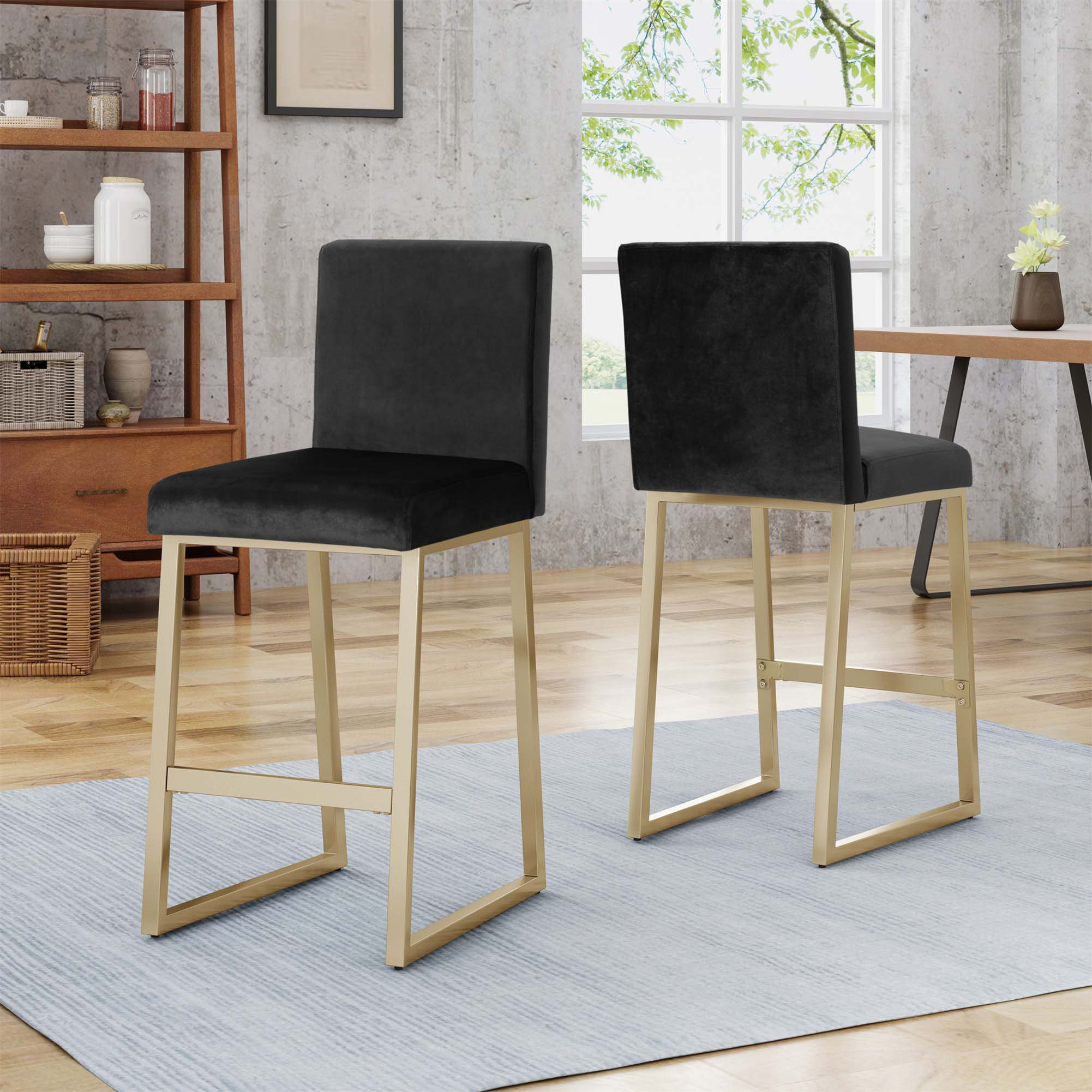 Mercer41 Modern Barstool With Iron Frame Stylish High Top Seating,Foot ...