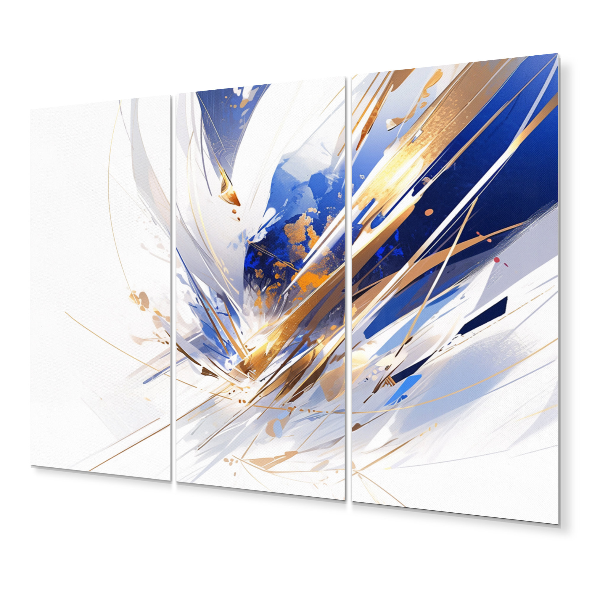 DesignArt Blue Gold Cubist Kaleidoscope I - Cubism Metal Wall Decor Set ...