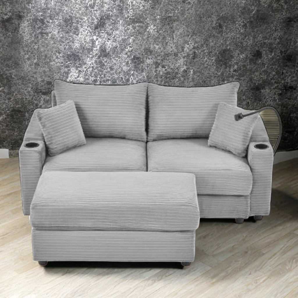 Hokku Designs Modern Loveseat Sectional Sofa With Usb Ports, Phone ...