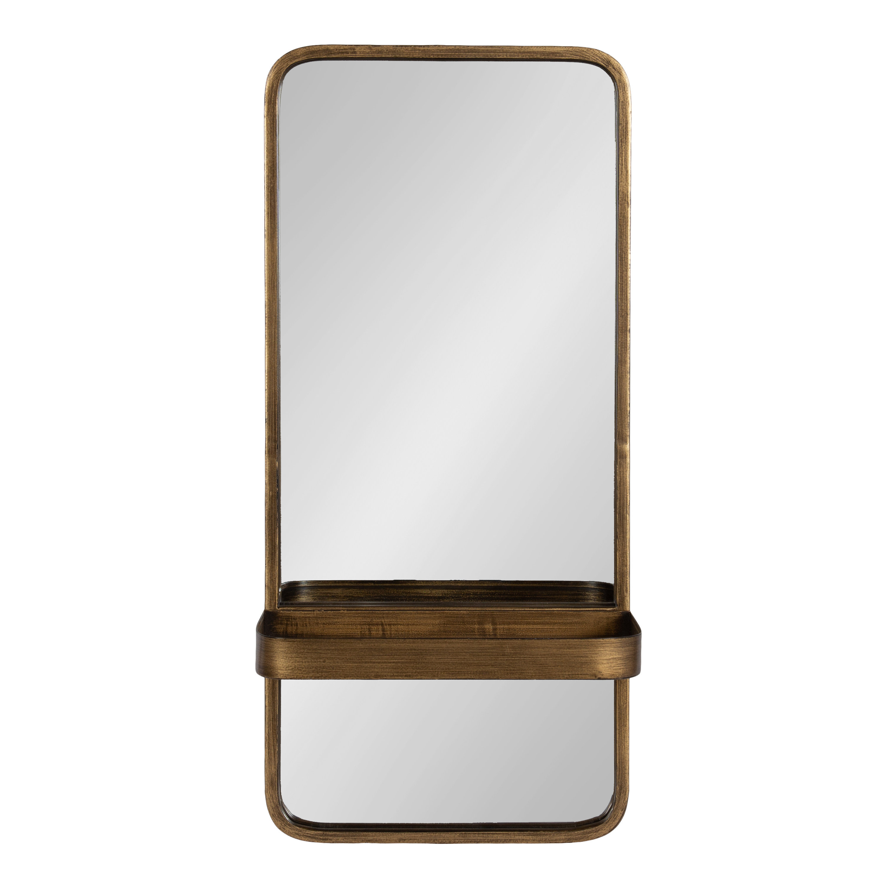 Winston Porter Shoults Metal Rectangle Mirror with Shelves | Wayfair