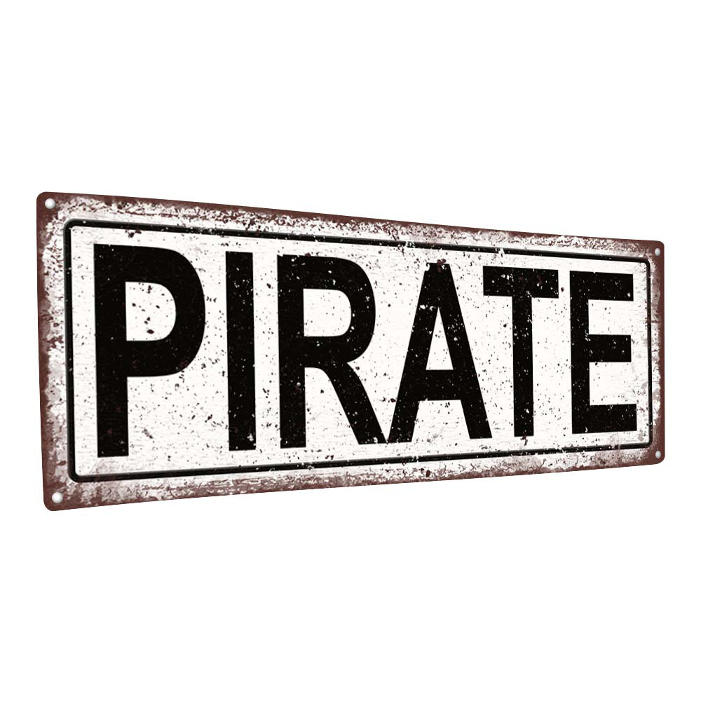 Wrought Studio™ " Distressed, Pirate Metal Sign " on Metal | Wayfair