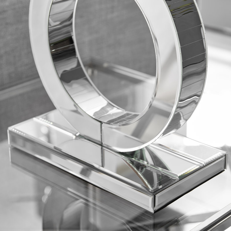 Ivy Bronx Cloe Mirror & Fabric Shade Halo Table Lamp Light (Bulb ...