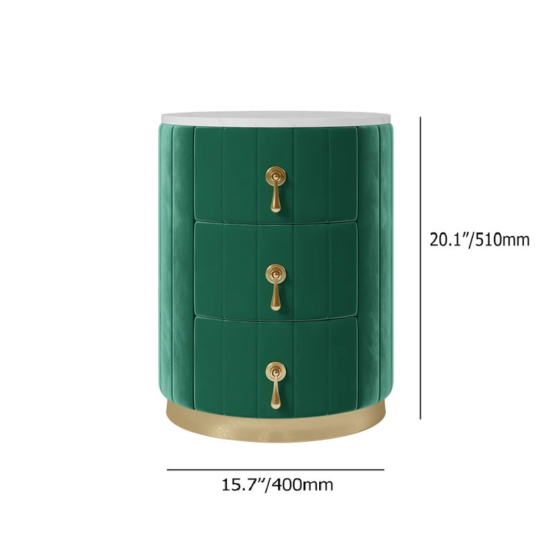 Everly Quinn Nightstand with Storage Round Nightstand with 3 Drawers ...