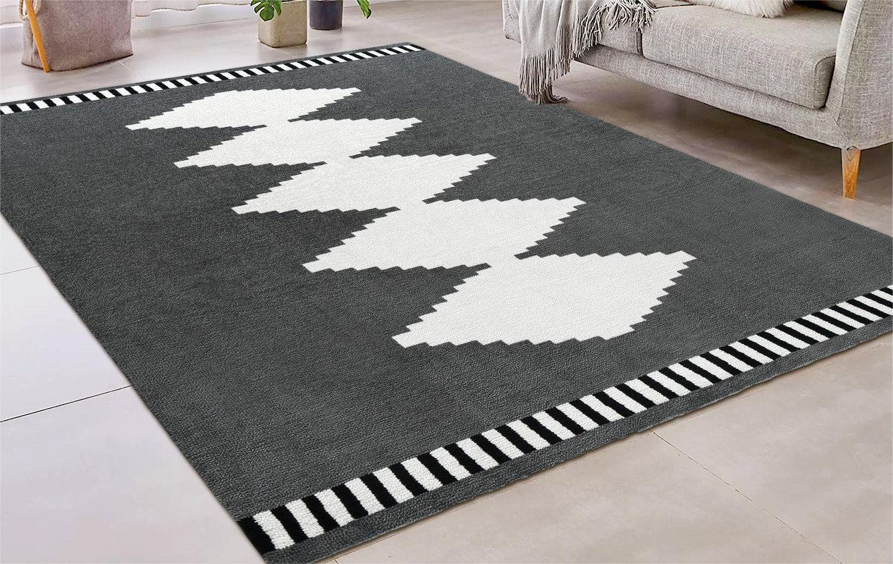 Union Rustic Polyester round machine grey white back roll up carpet ...