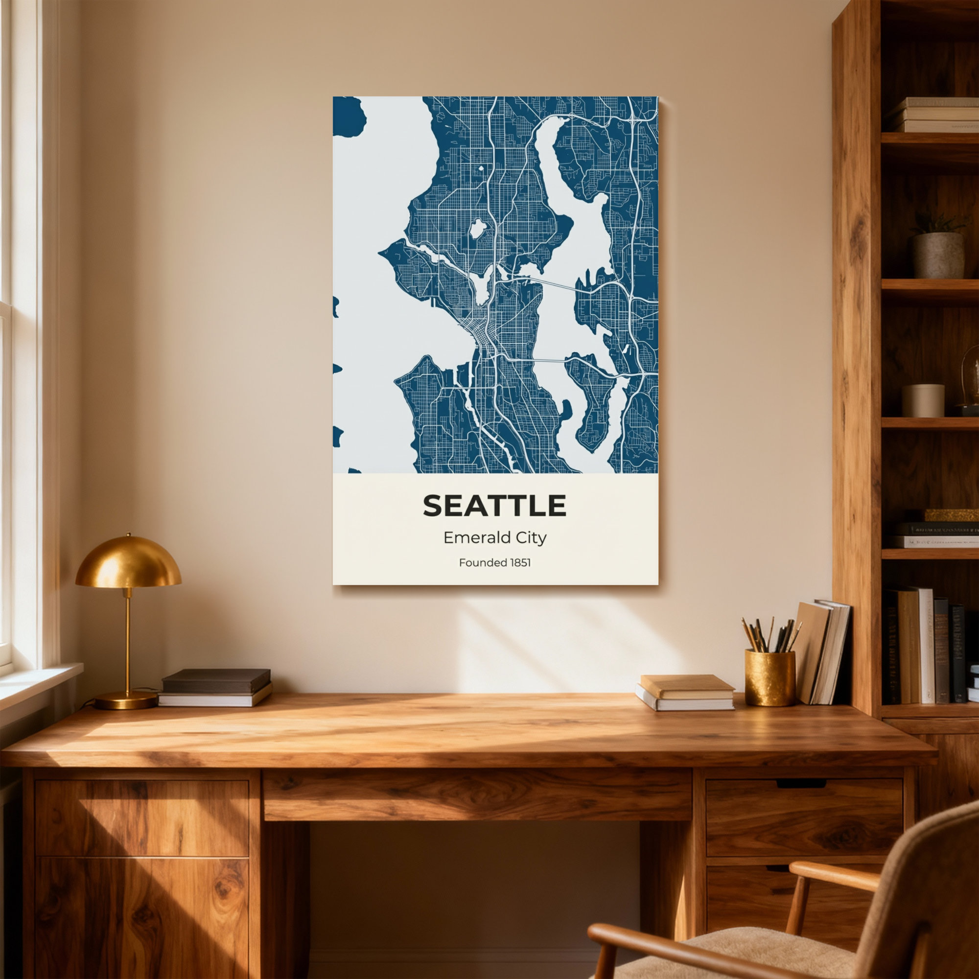 Latitude Run® Scenic & Cityscapes Seattle City Map Print Artwork ...