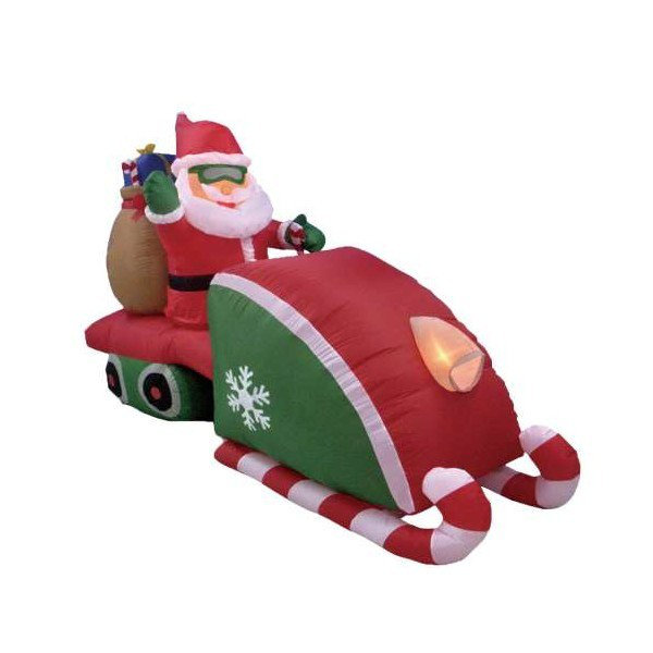 The Holiday Aisle® Christmas Santa Claus Driving Snowmobile Inflatable ...
