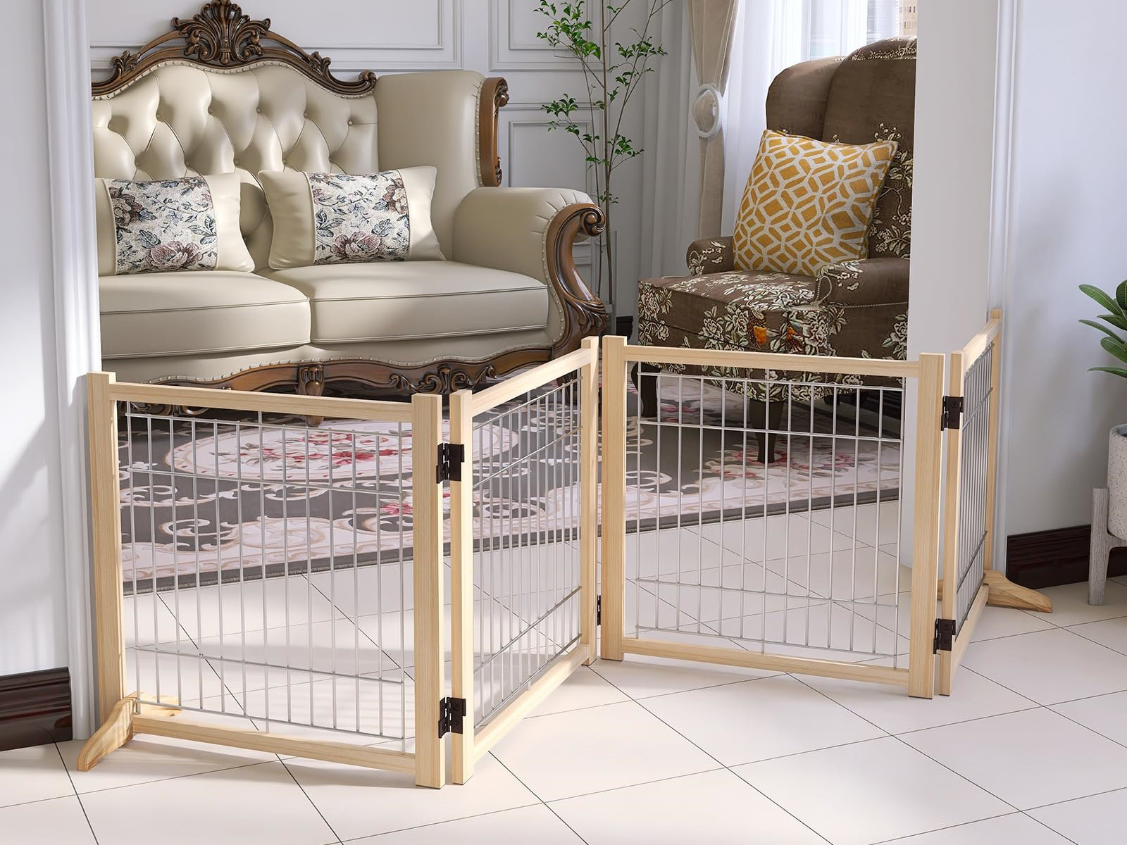 Tucker Murphy Pet™ Natural Wooden Wire Freestanding Dog Gates, 4 Panel ...