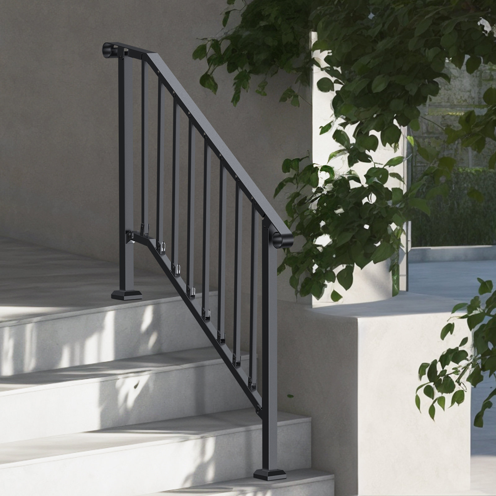 VEVOR 3-4 Step Handrails for Outdoor for Seniors Porch Deck Black Retro ...