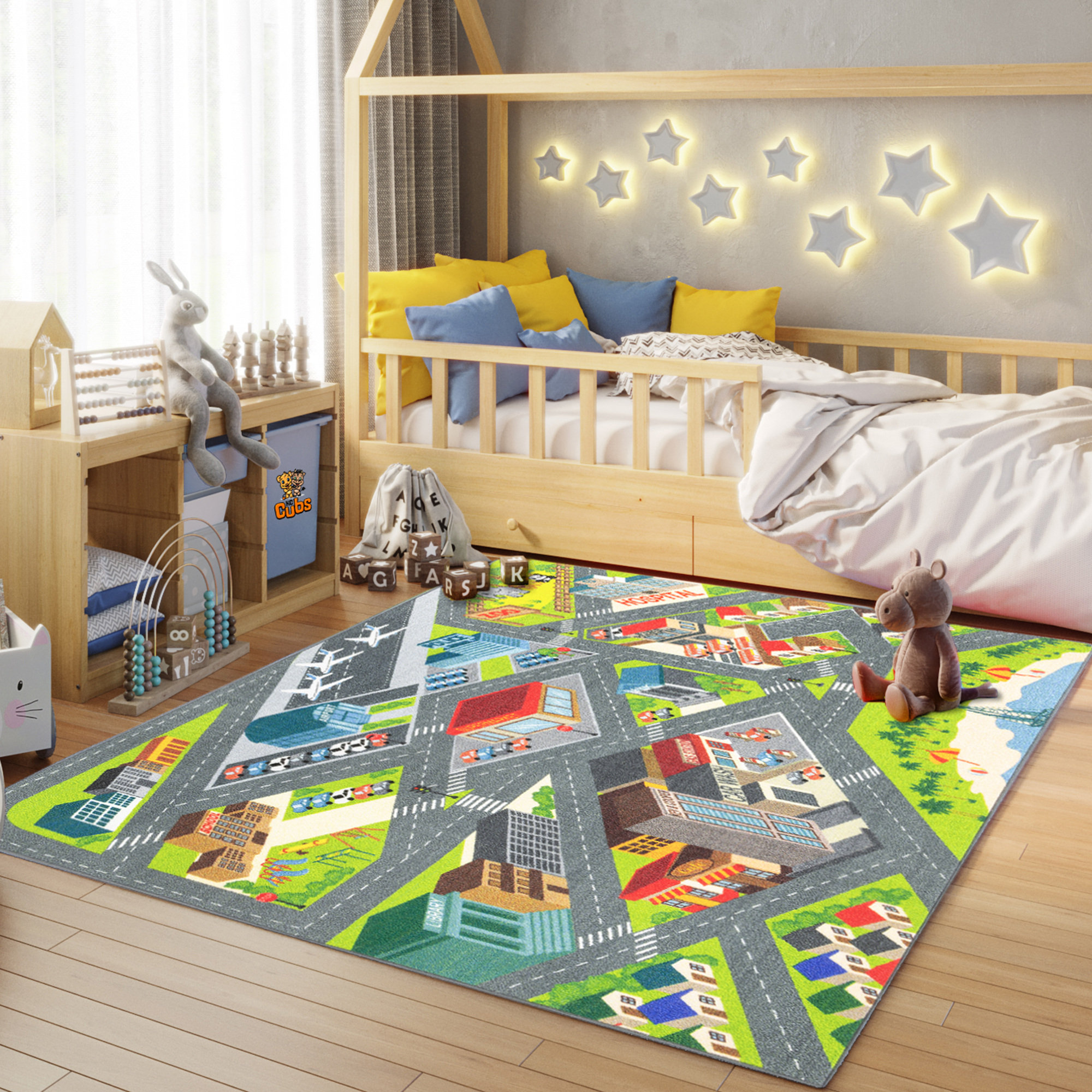 Zoomie Kids Kids Playmat Car Rug -Educational Car Rugs for Kids Road ...