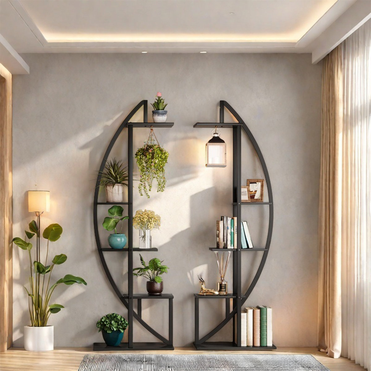 Zhang's SereneLodge Simple wrought iron flower rack decorative objects ...