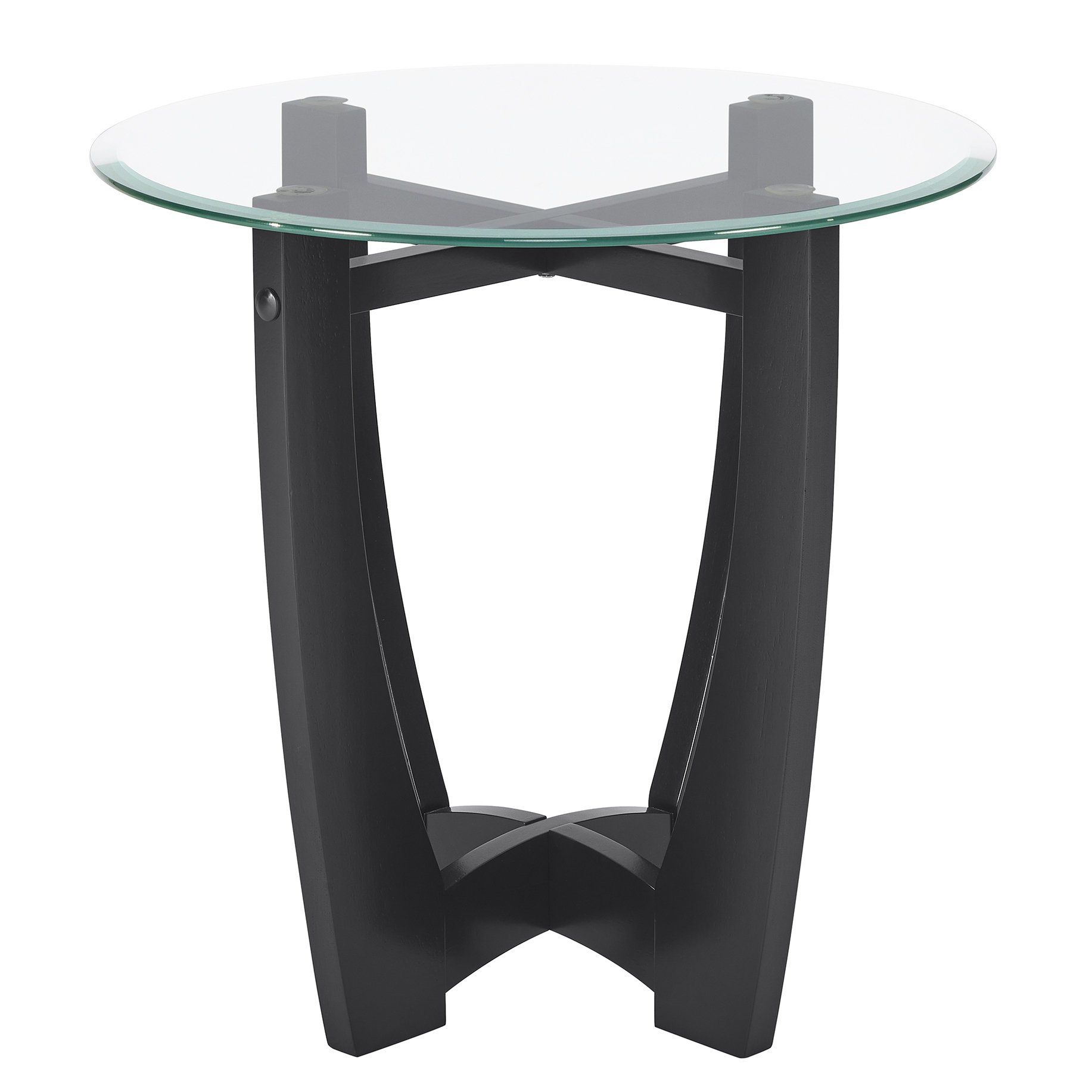 Latitude Run® Black 23.5 - Inch Round Glass Coffee Table With A Stable ...