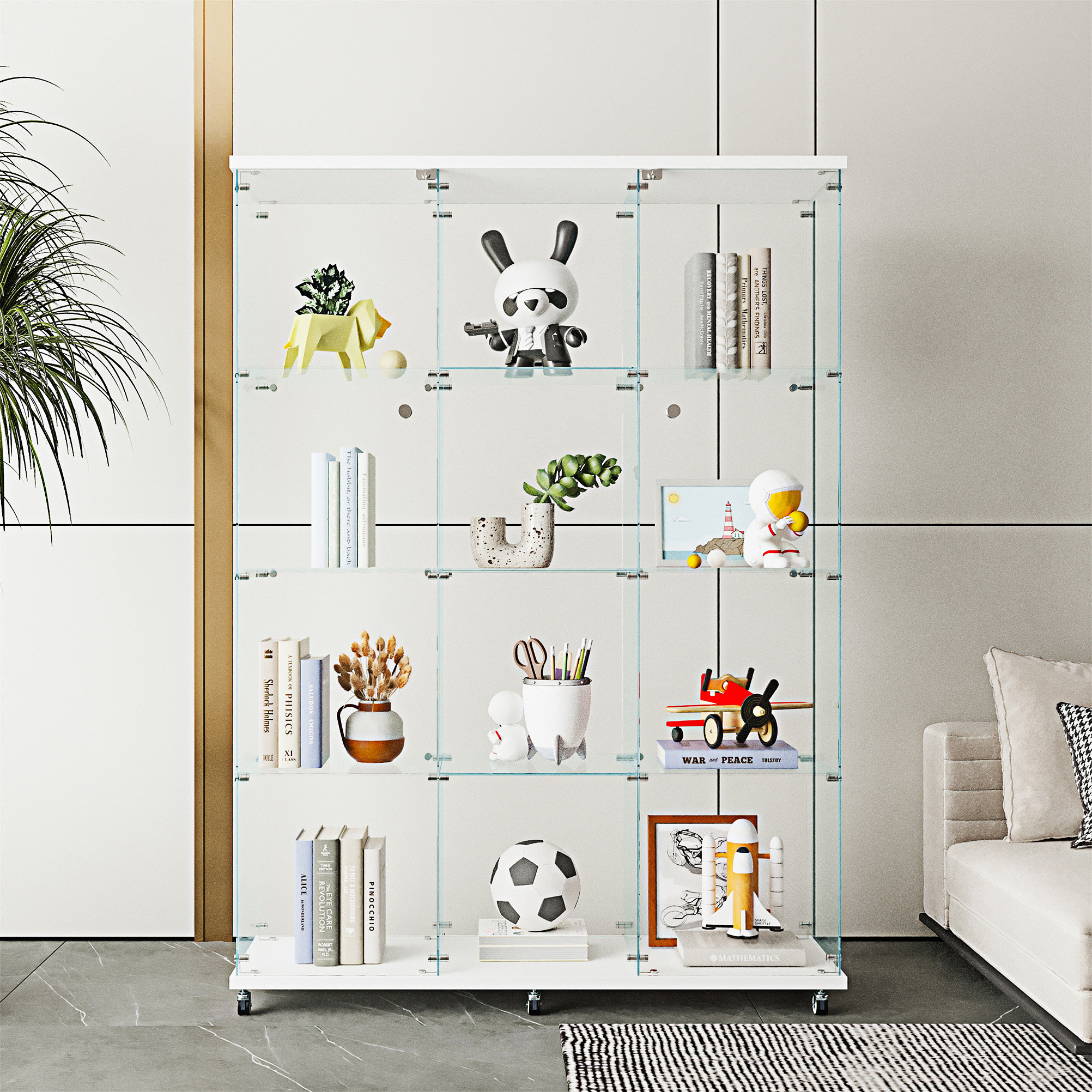 Brayden Studio Glass Display Cabinet With 4 Shelves Extra Large, Curio ...