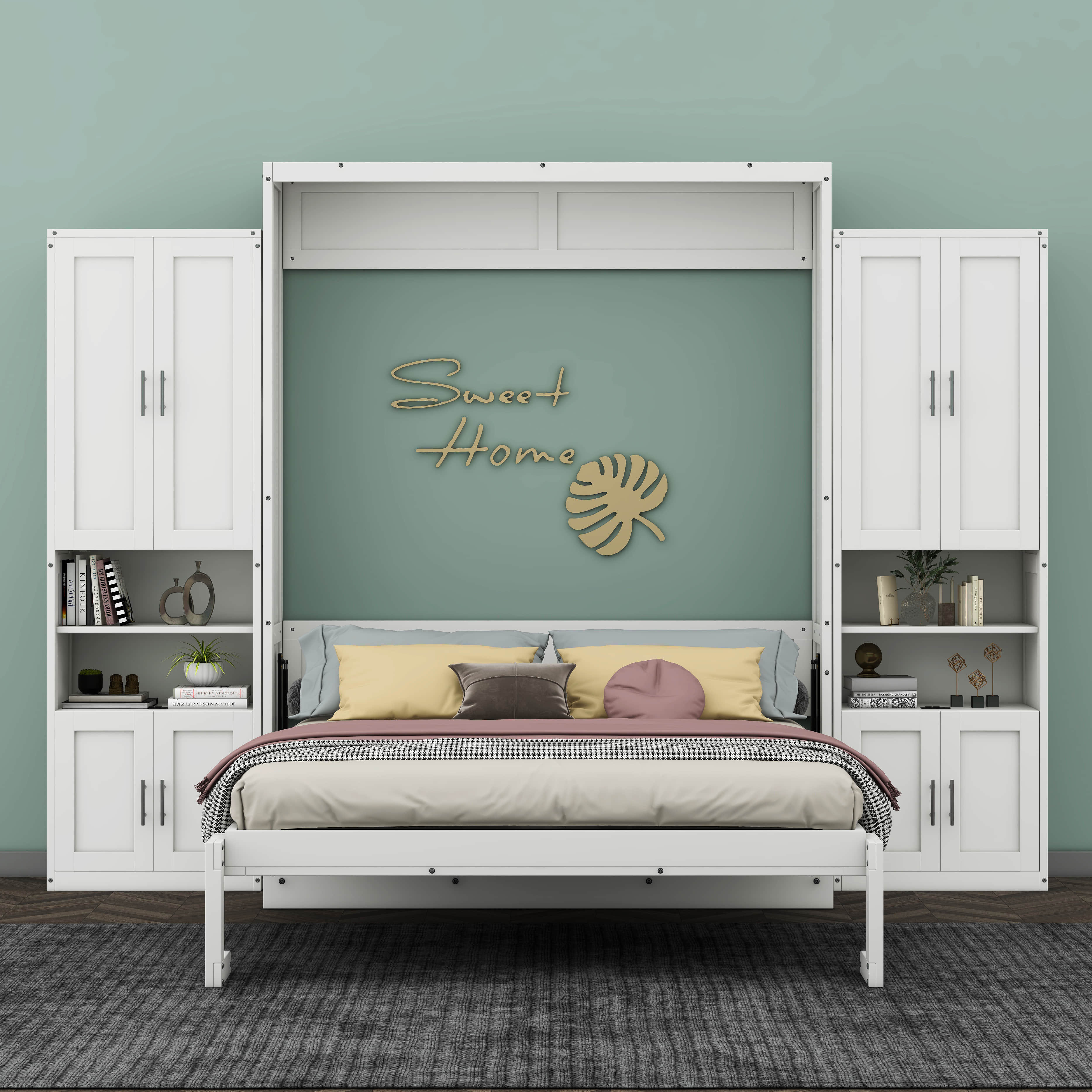 Wildon Home® Sunaina Full Size Murphy Bed with 2 Side Cabinet Storage ...