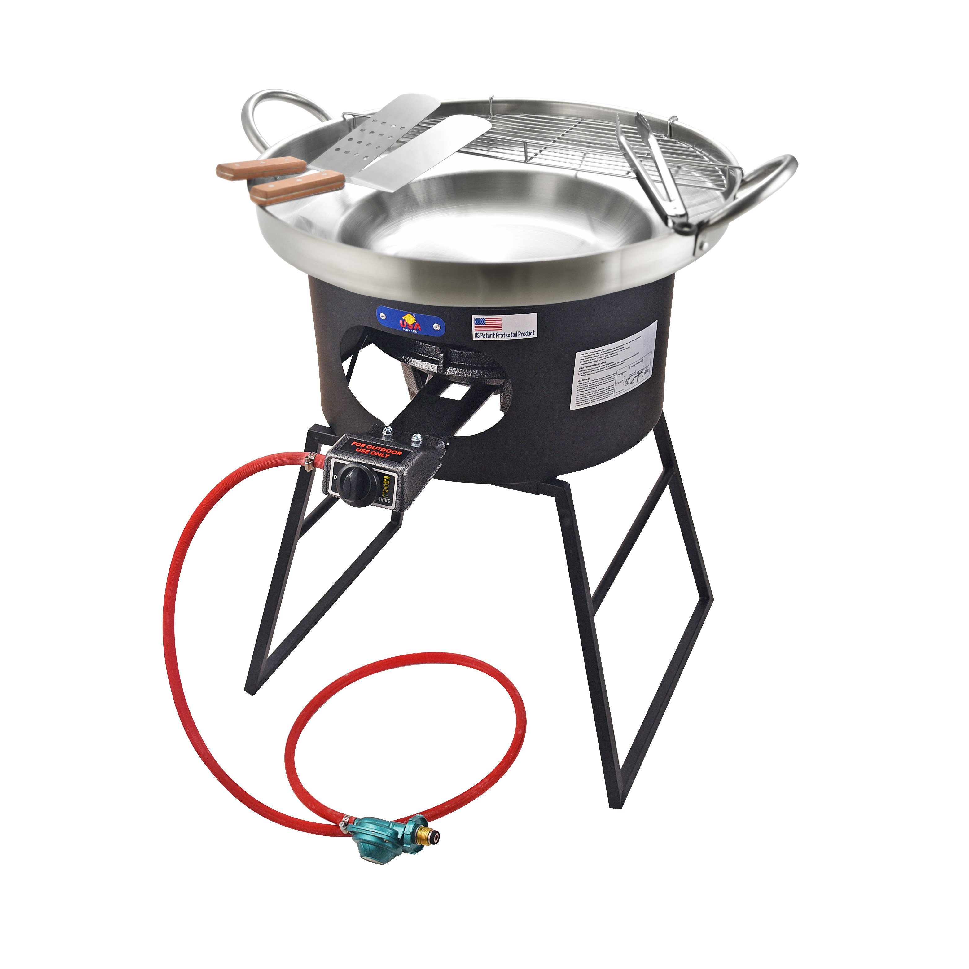 ARC 23" Stainless Steel Concave Comal Set,26,000BTU Propane Burner and ...
