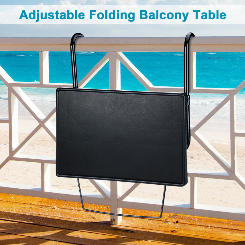 Ebern Designs Outdoor Balcony Hanging Table for Railing, Folding ...