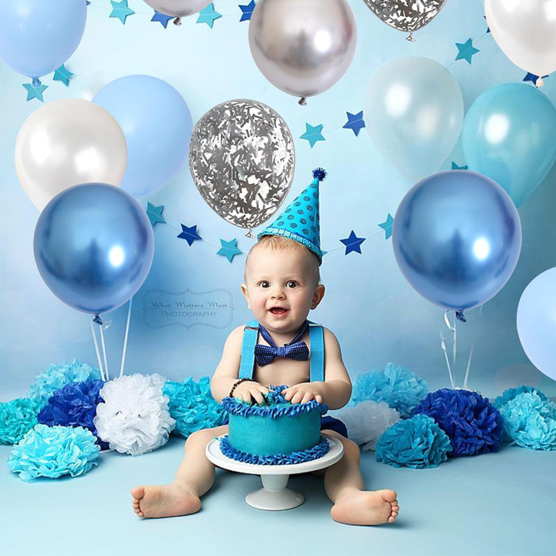 Tobran 60 Packs 12 Inch Balloons with Metallic Silver Confetti Latex ...