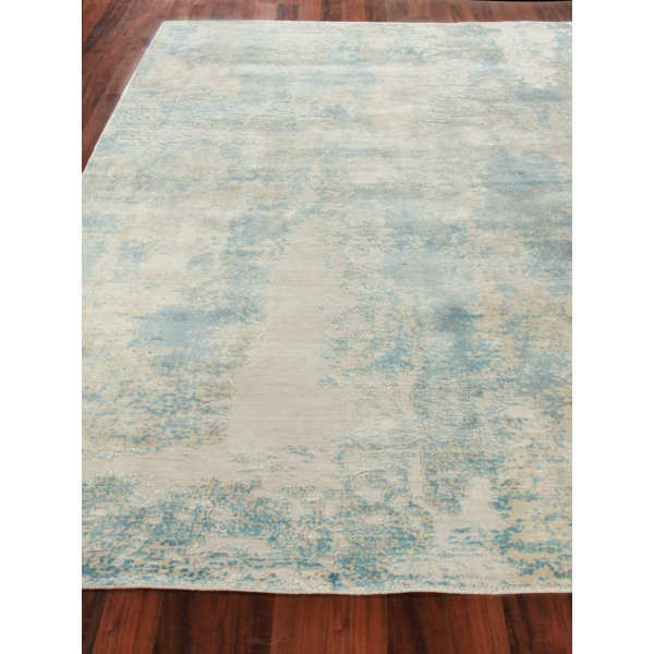 Exquisite Rugs Roset Abstract Hand-Loomed Area Rug in Beige/Blue | Wayfair
