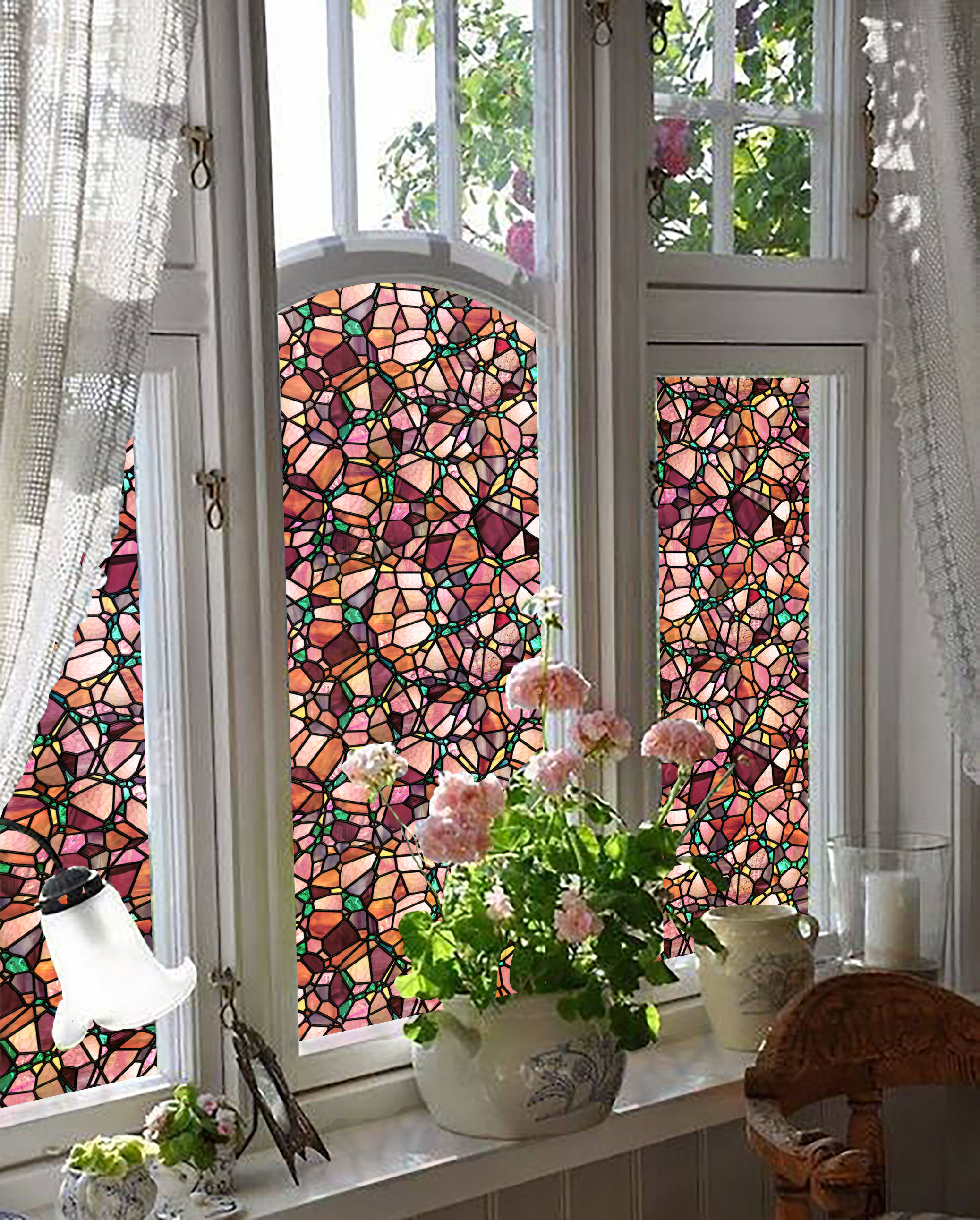 Winston Porter Faux Stained Glass Sidelight Window Decal | Wayfair