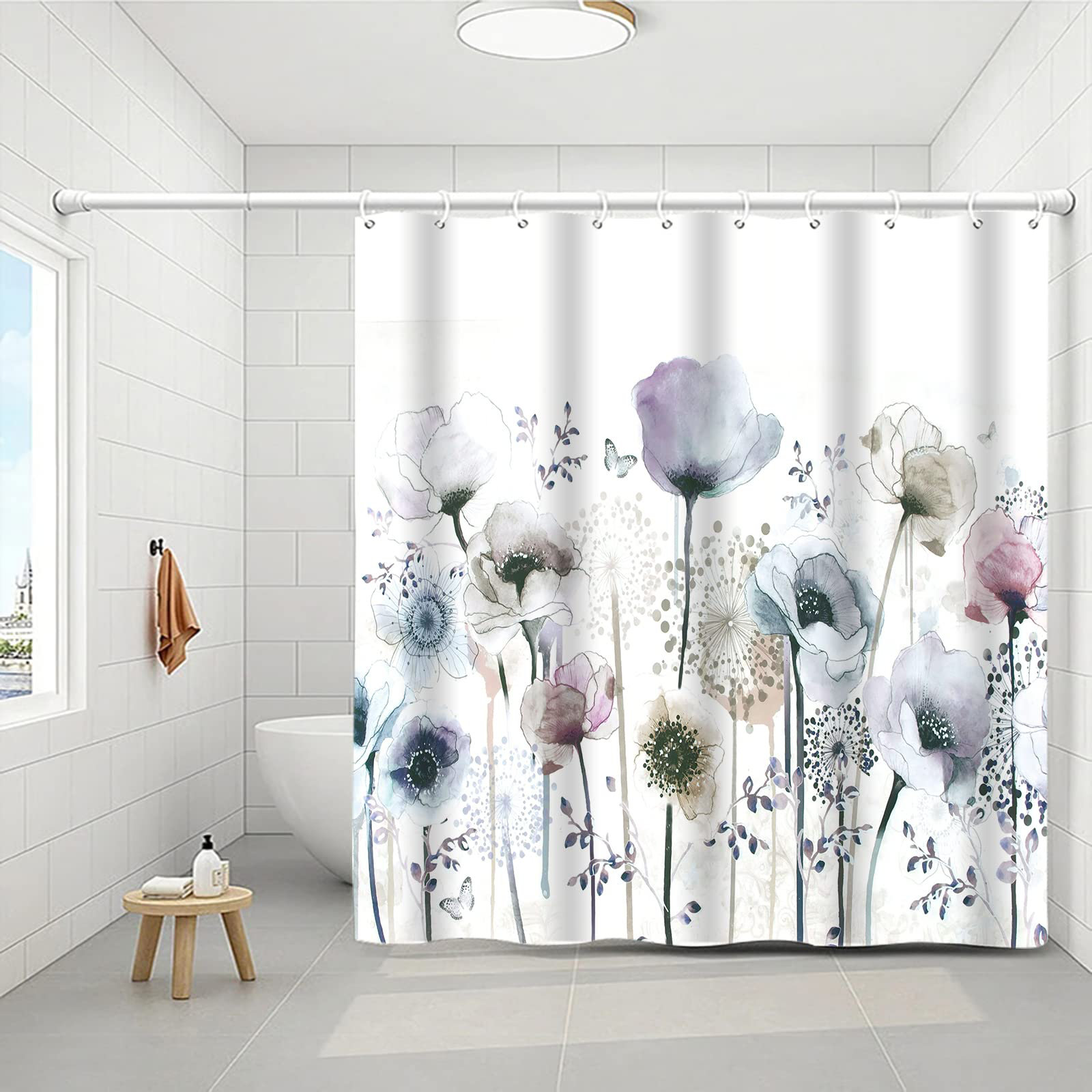 Red Barrel Studio® Bashawn Floral Shower Curtain with Hooks Included | Wayfair