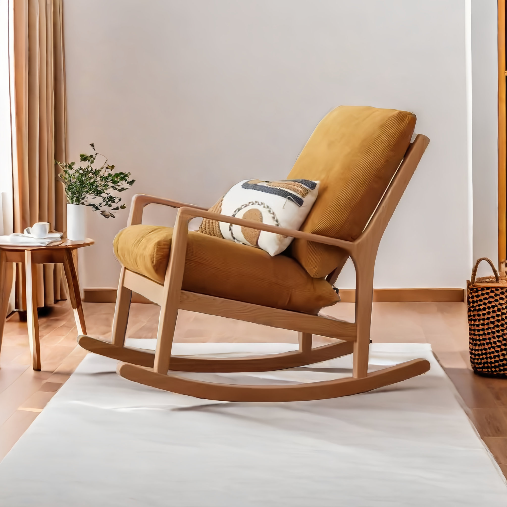 Corrigan Studio® Modern Upholstered Solid Wood Rocking Chair | Wayfair