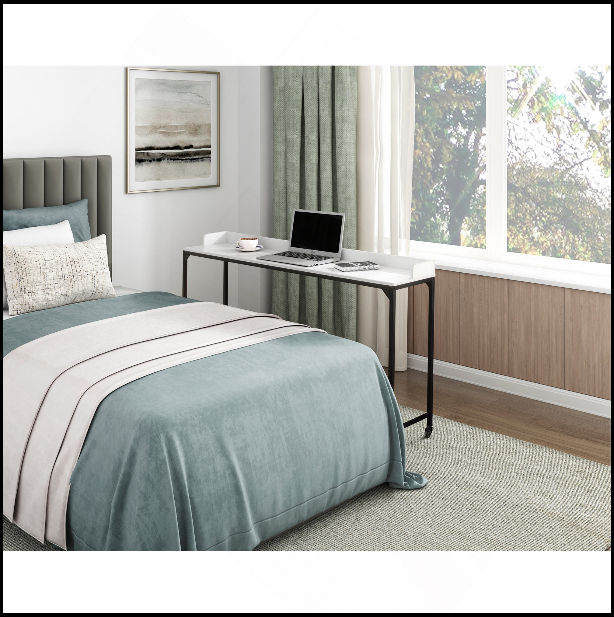 17 Stories Multipurpose Over The Bed Desk With Adjustable Height, Metal ...