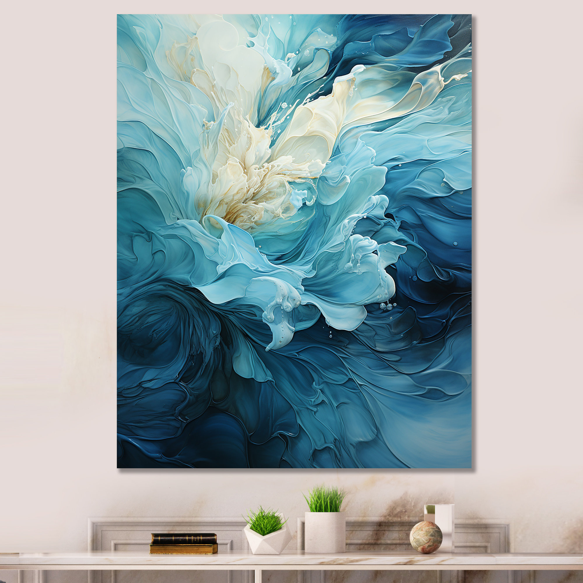 Design Art Aqua Blue And White Serenity Swirl III - Abstract Spirals ...