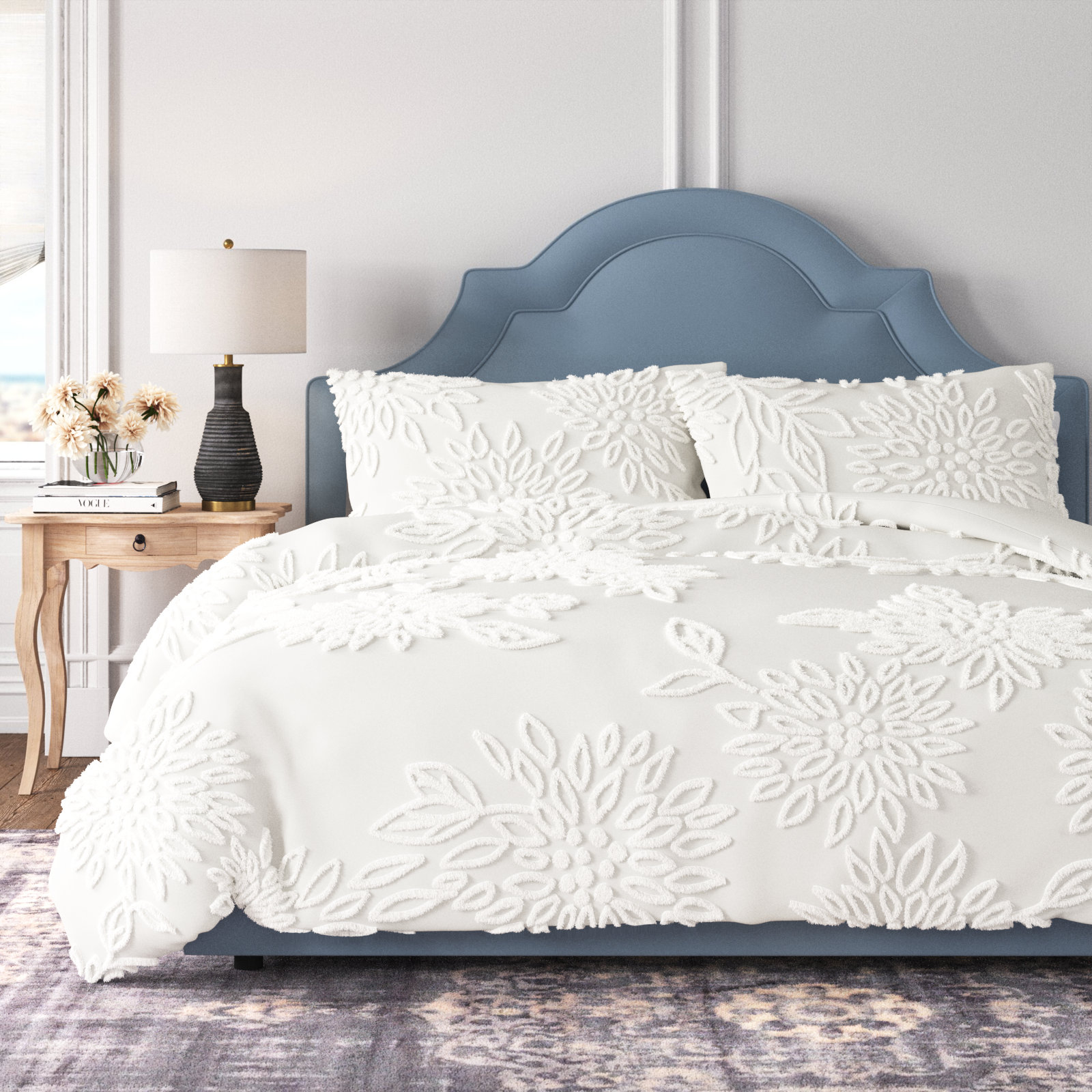 Kelly Clarkson Home Susie Tufted Cotton Chenille Floral Comforter Set ...