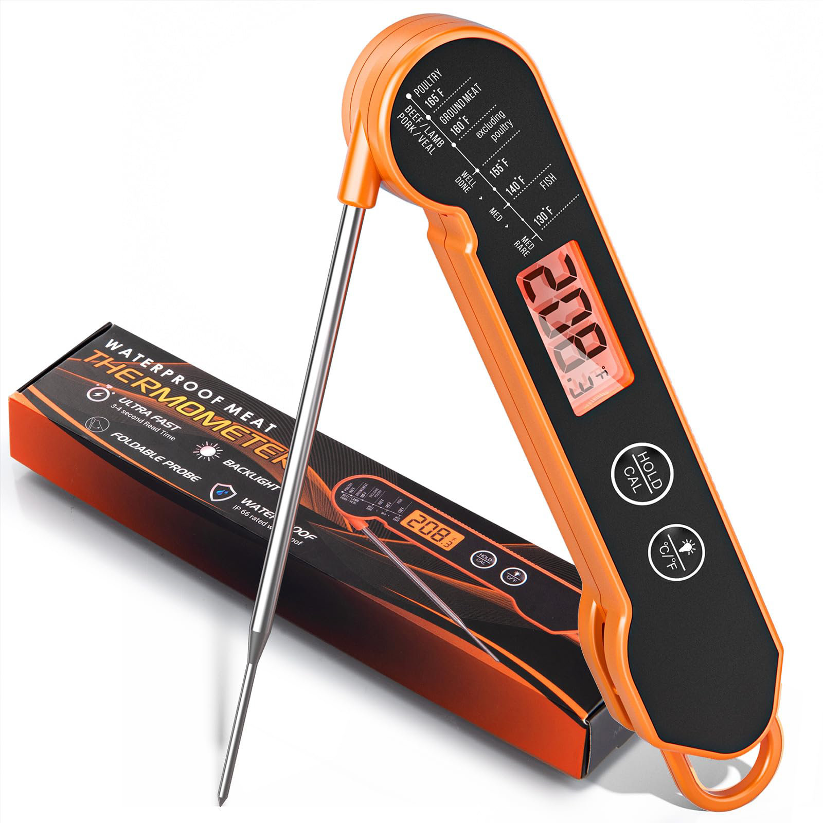 Zeki Shoggy Meat Thermometer Digital With Backlight, Calibration & Hold ...