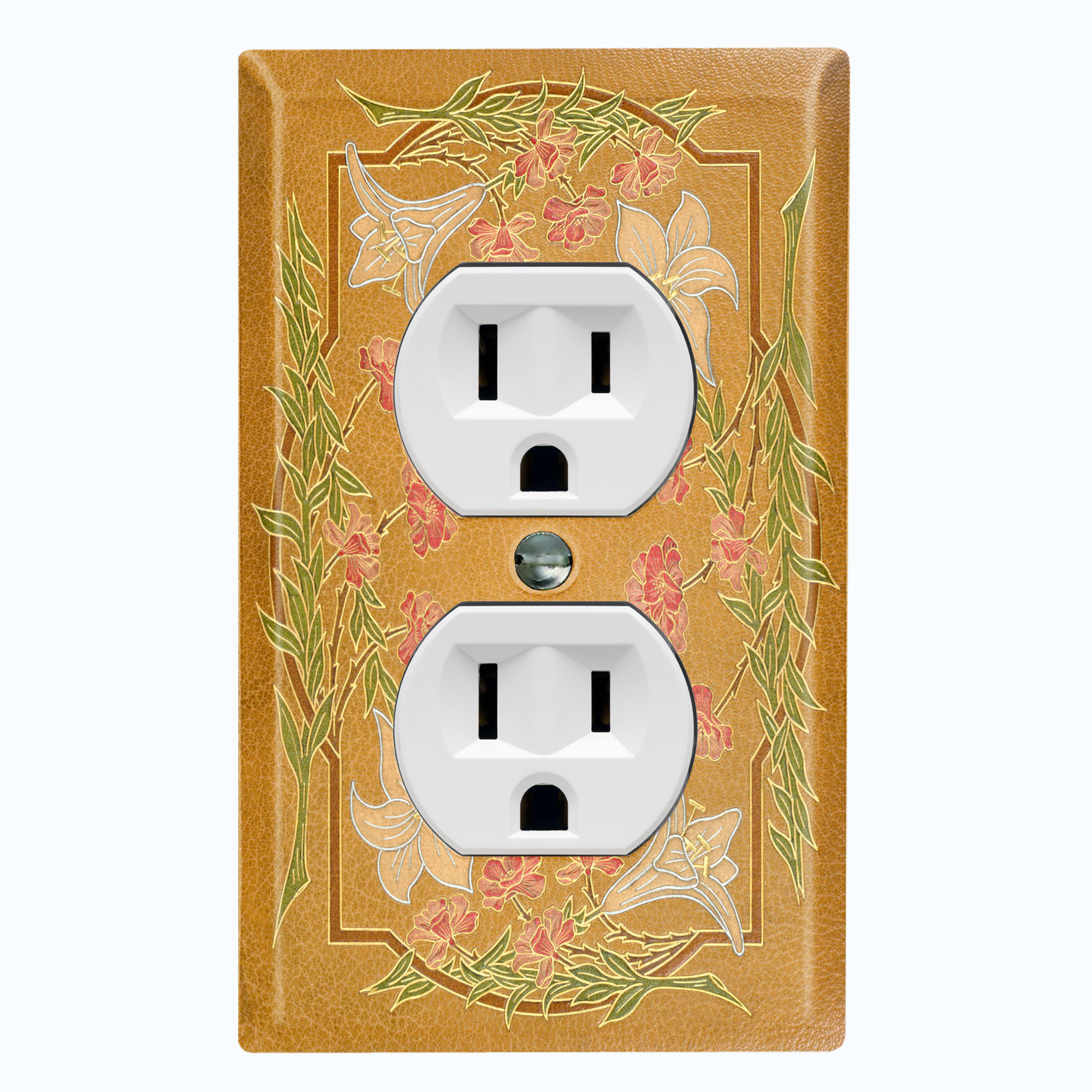 WorldAcc Metal Flower Leaves Elegant Frame 1-Gang Duplex Outlet Wall ...