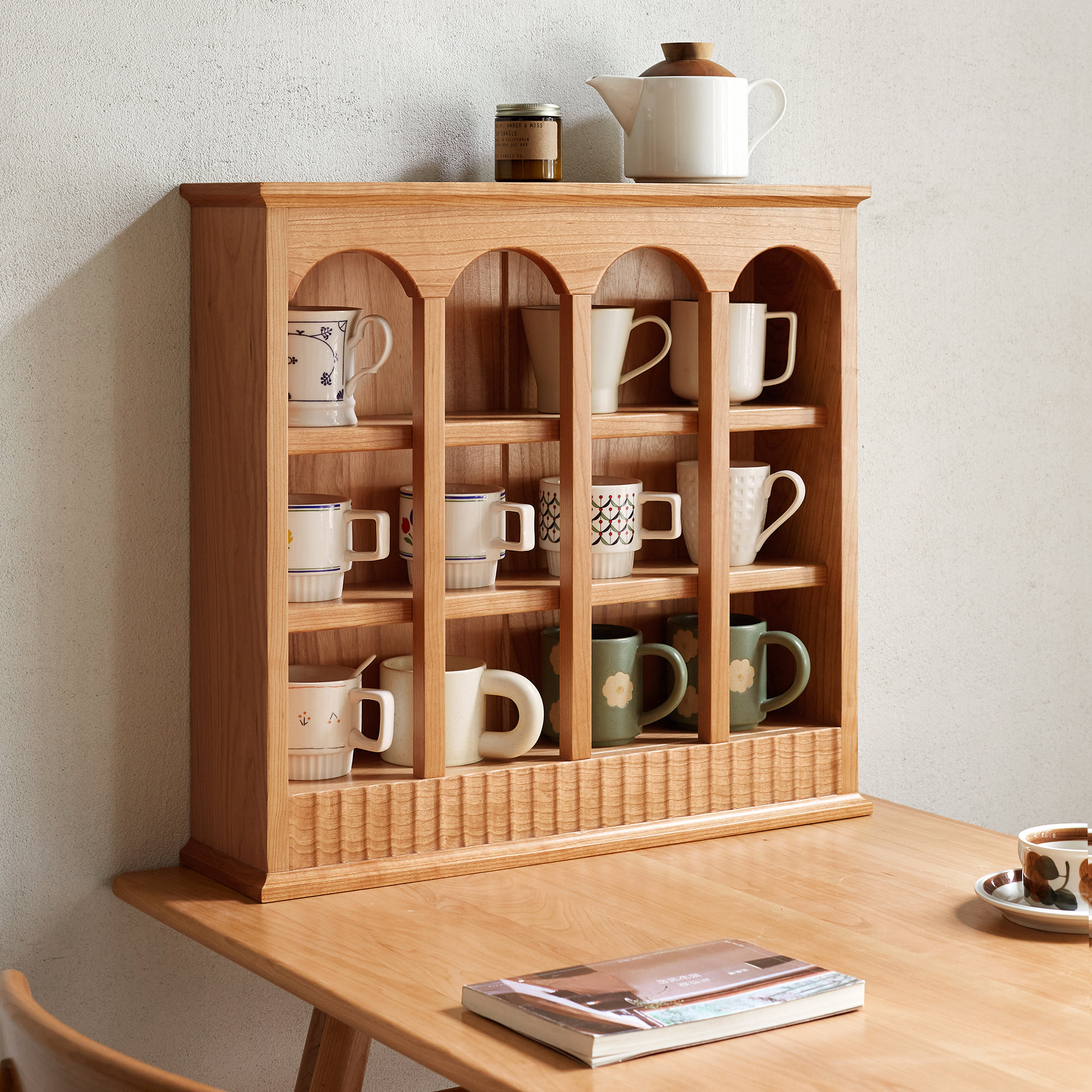 Canora Grey Solid Wood Vintage-Inspired Cup Holder Storage Rack with ...