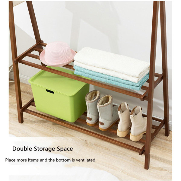 Rebrilliant Nashiem 26" W Clothing Garment Rack Clothes Rack Wooden ...