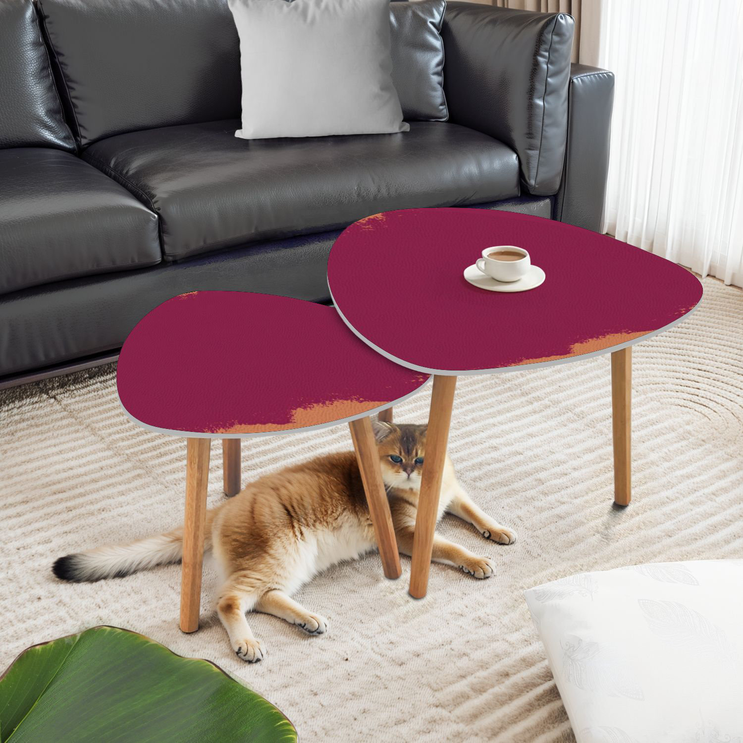 George Oliver Triangle Nesting Coffee Table Set of 2 plain reddish ...