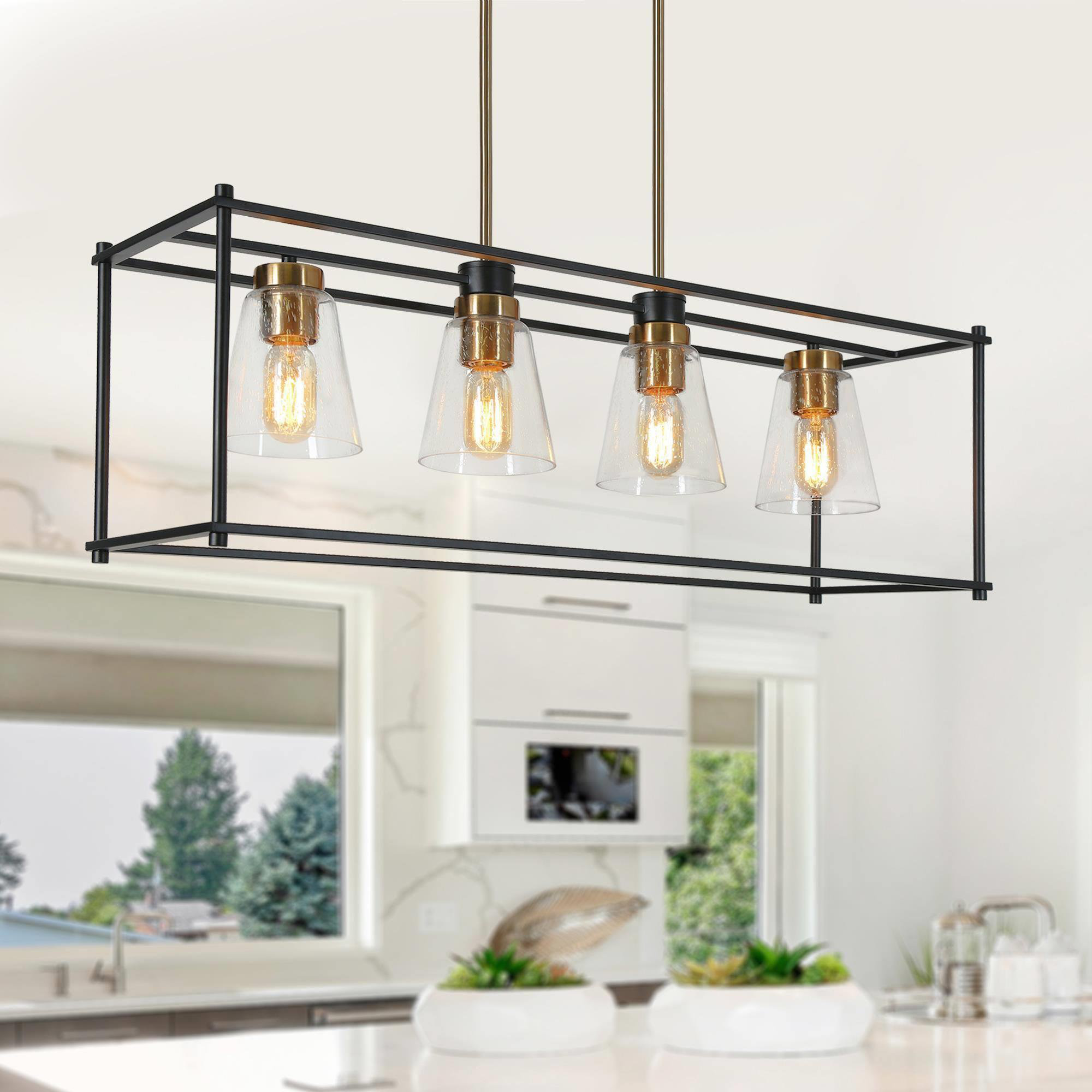 Everly Quinn 4-Light Kitchen Island Rectangle Pendant | Wayfair