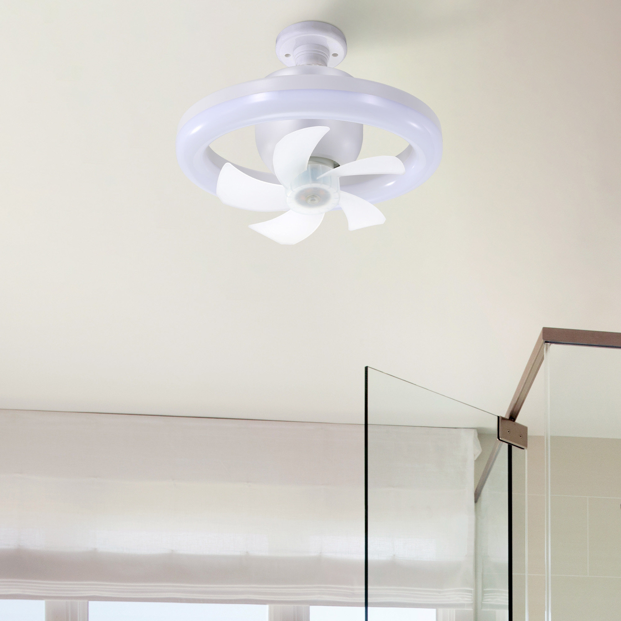 Ebern Designs Socket Ceiling Fan with Light and Remote 360° Rotating ...