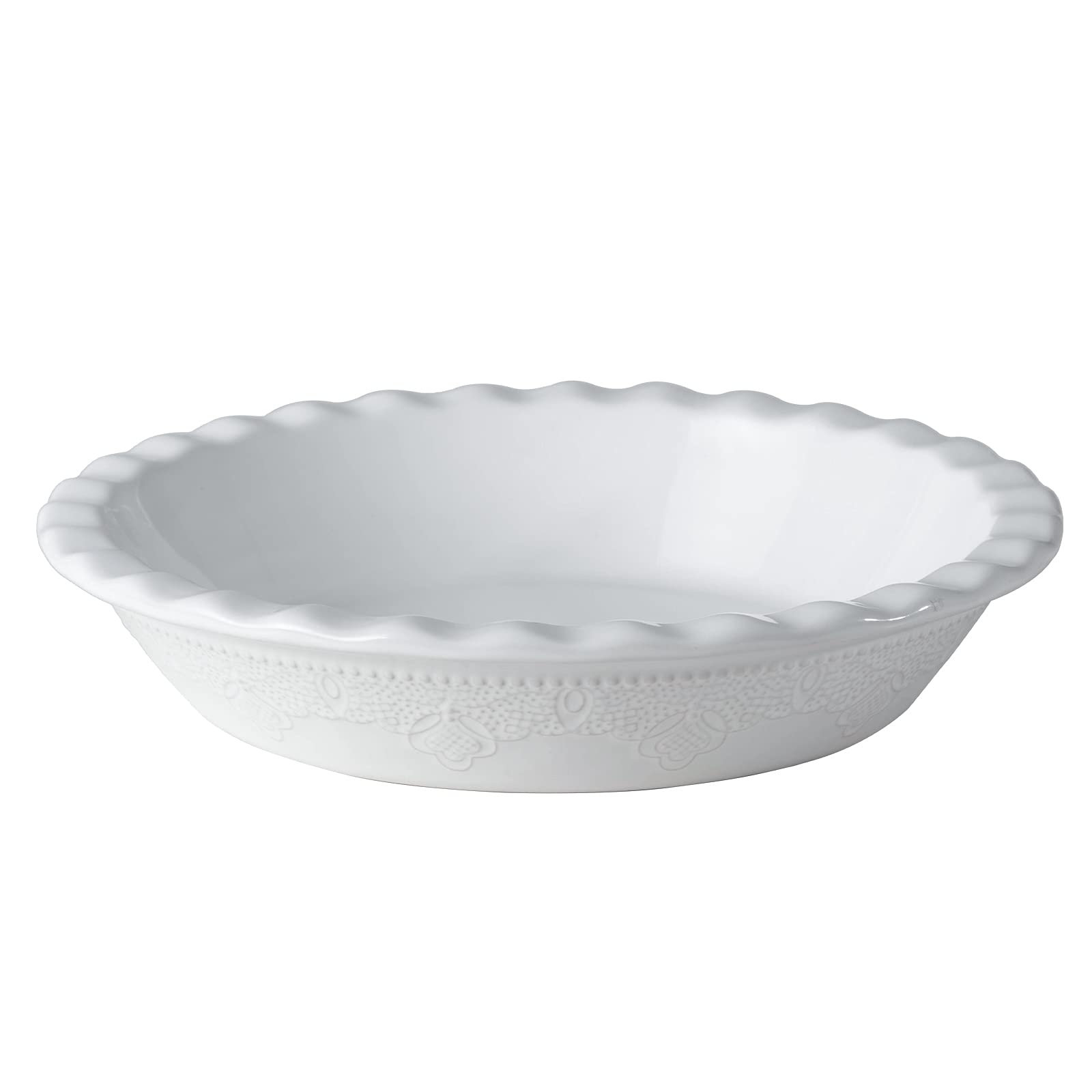 SHUNNUOMAOYI Ceramic Pie Pans, Deep Pie Pans, Lace-Embossed, Ruffled ...