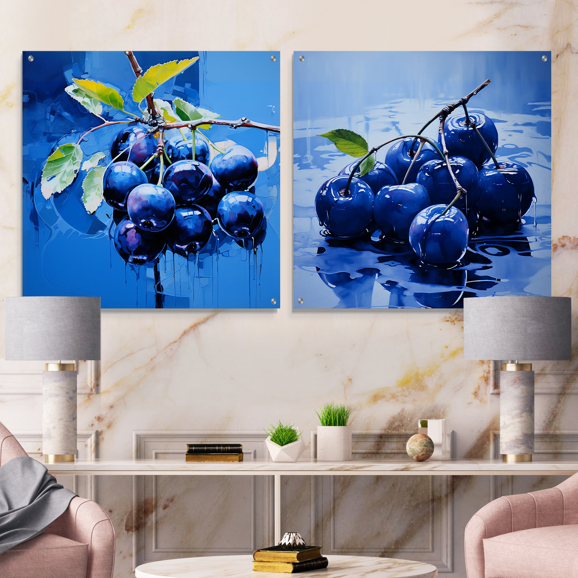 Latitude Run® Blueberry Blue Azure Abstract - Fruits Acrylic Wall Art ...