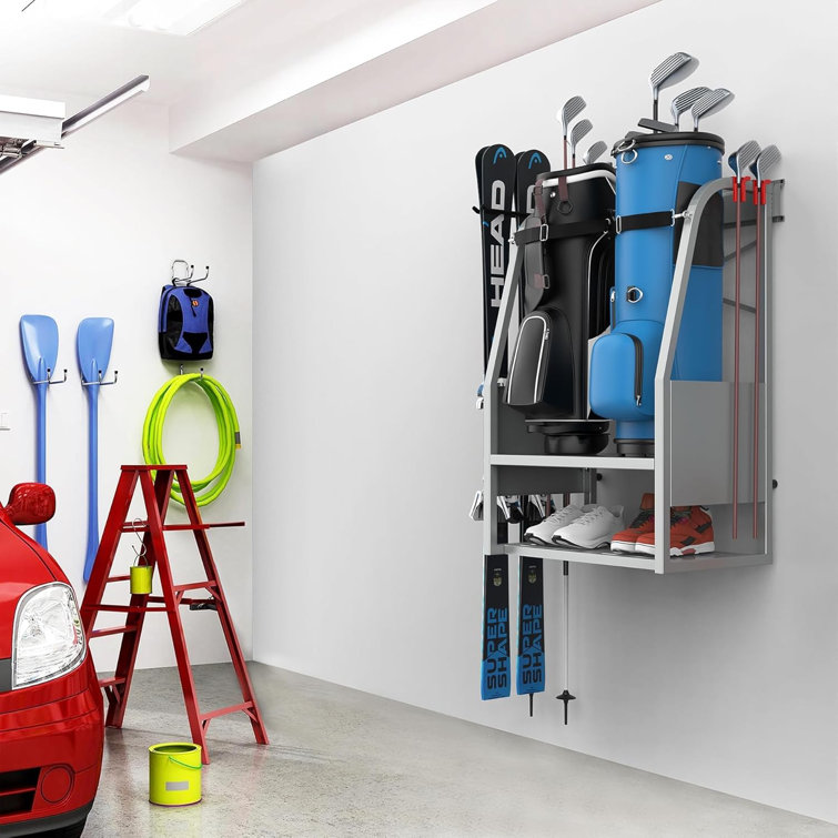 Rebrilliant Wall Mount Golf Bag Organizer, 2 Golf Bags Stand Golfing ...