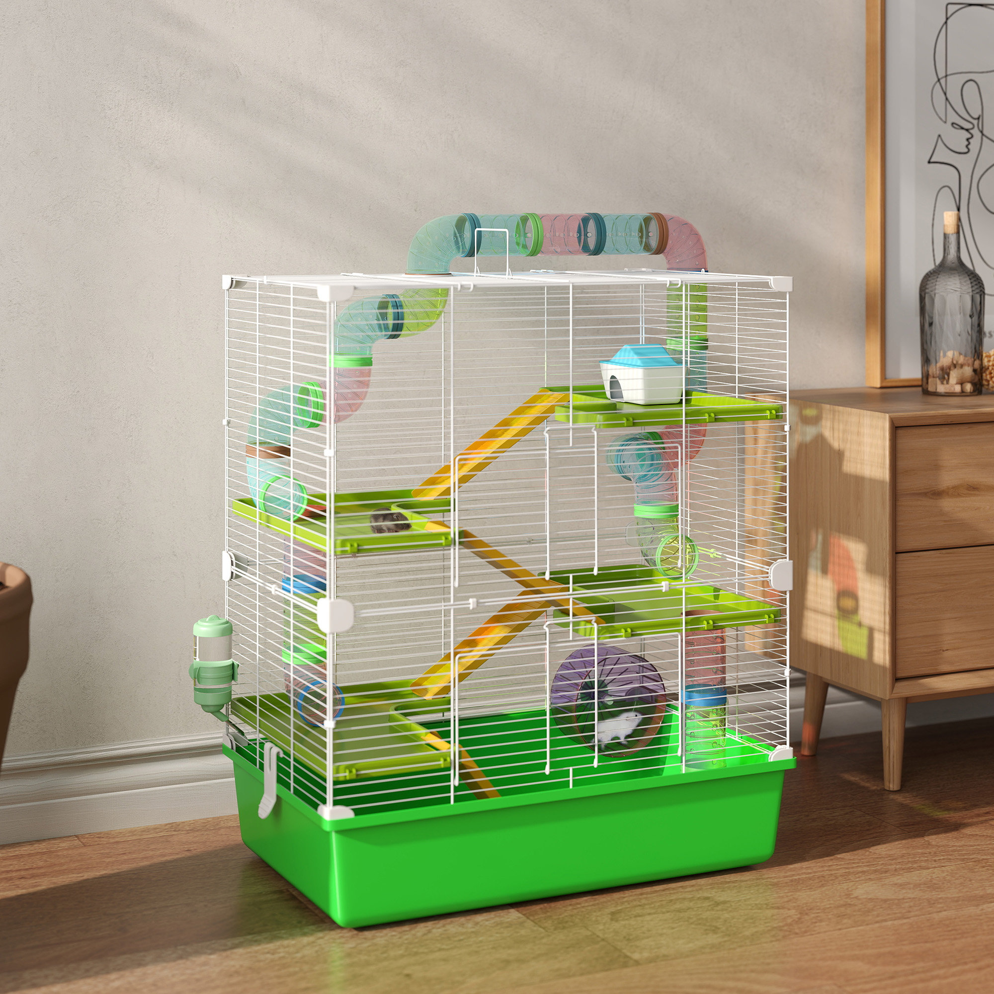 ExAchat PawHut Extra Large 23" Hamster Cage with Tubes and Tunnels ...
