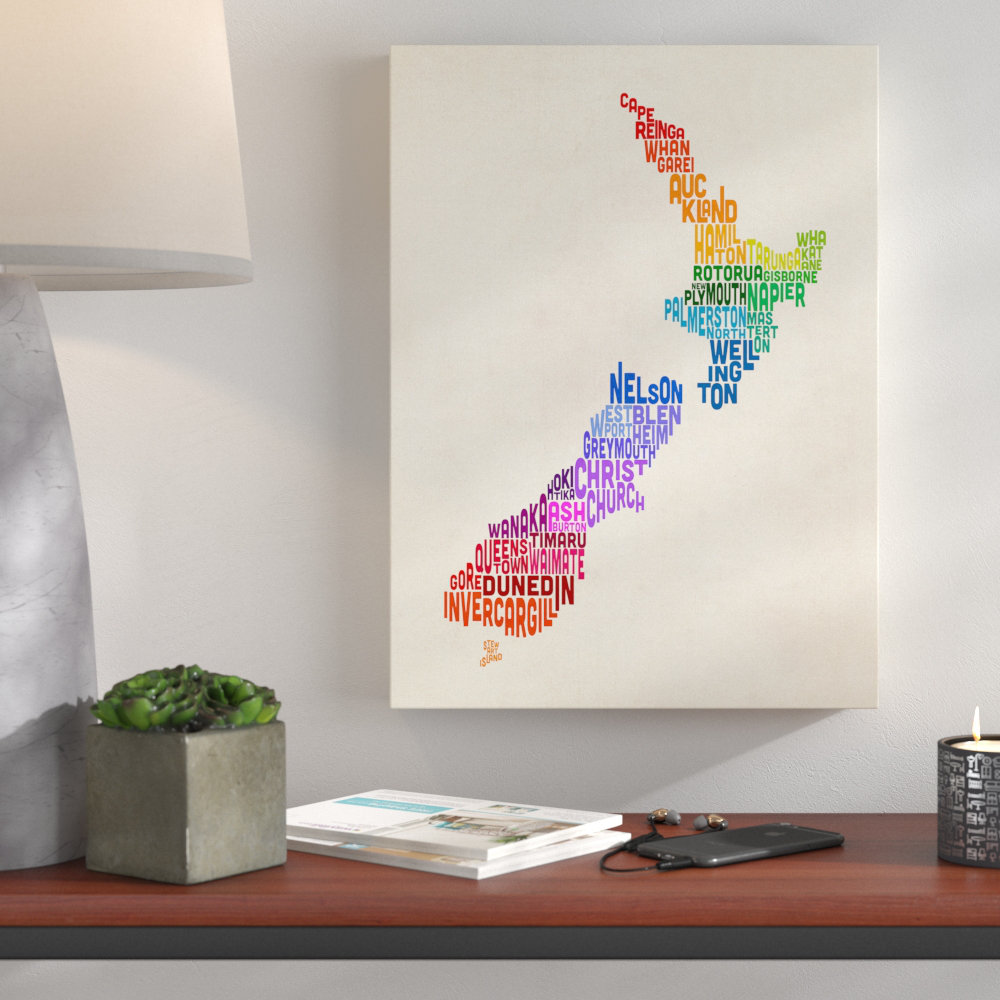 Ivy Bronx 'New Zealand Typography Map 3' Graphic Art Print on Wrapped ...