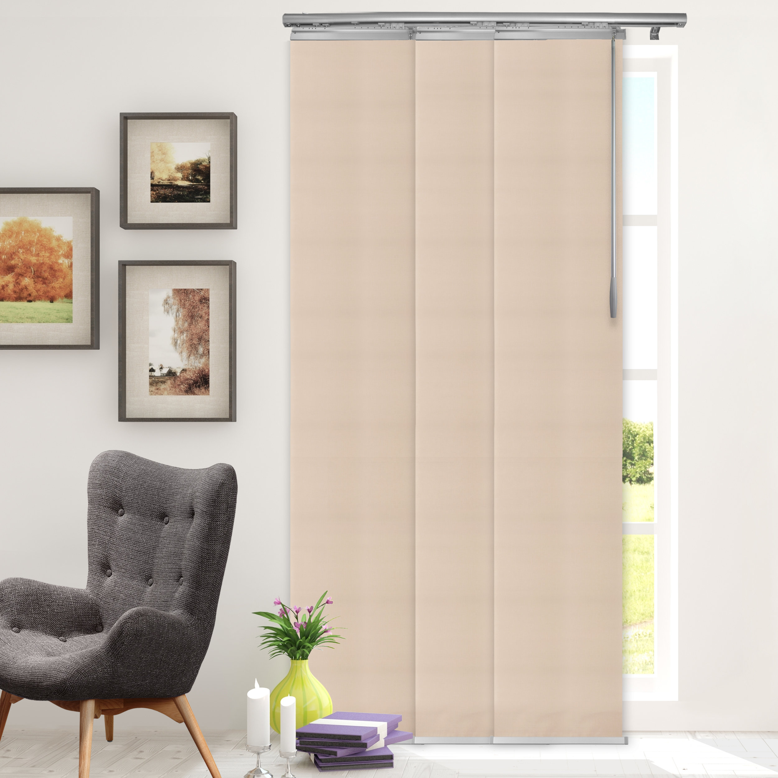 Rod Desyne Dunmore Cream 3-Panel Single Rail Panel Track Extendable 28 ...