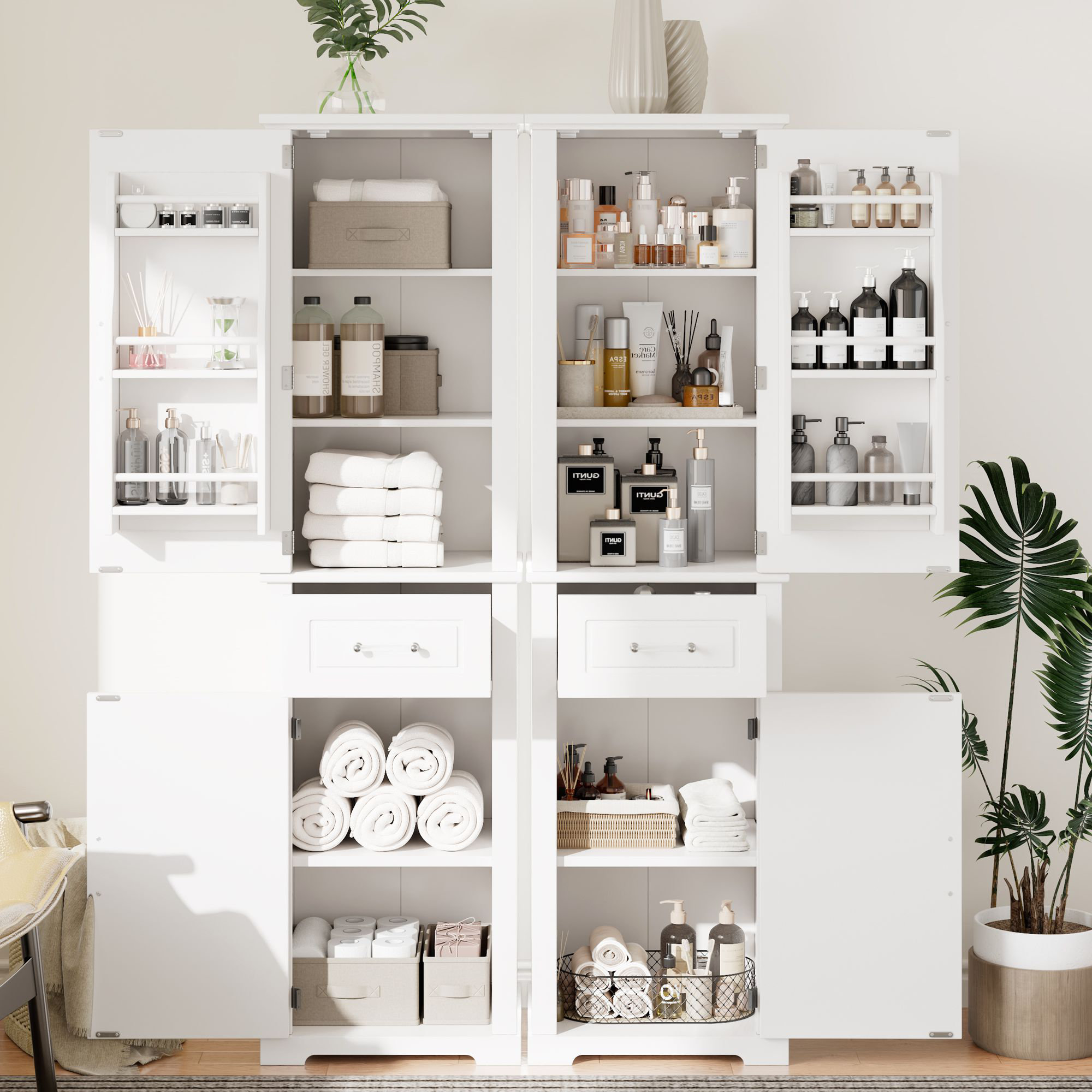 Red Barrel Studio Modern Tall Bathroom Cabinet, Freestanding Narrow ...